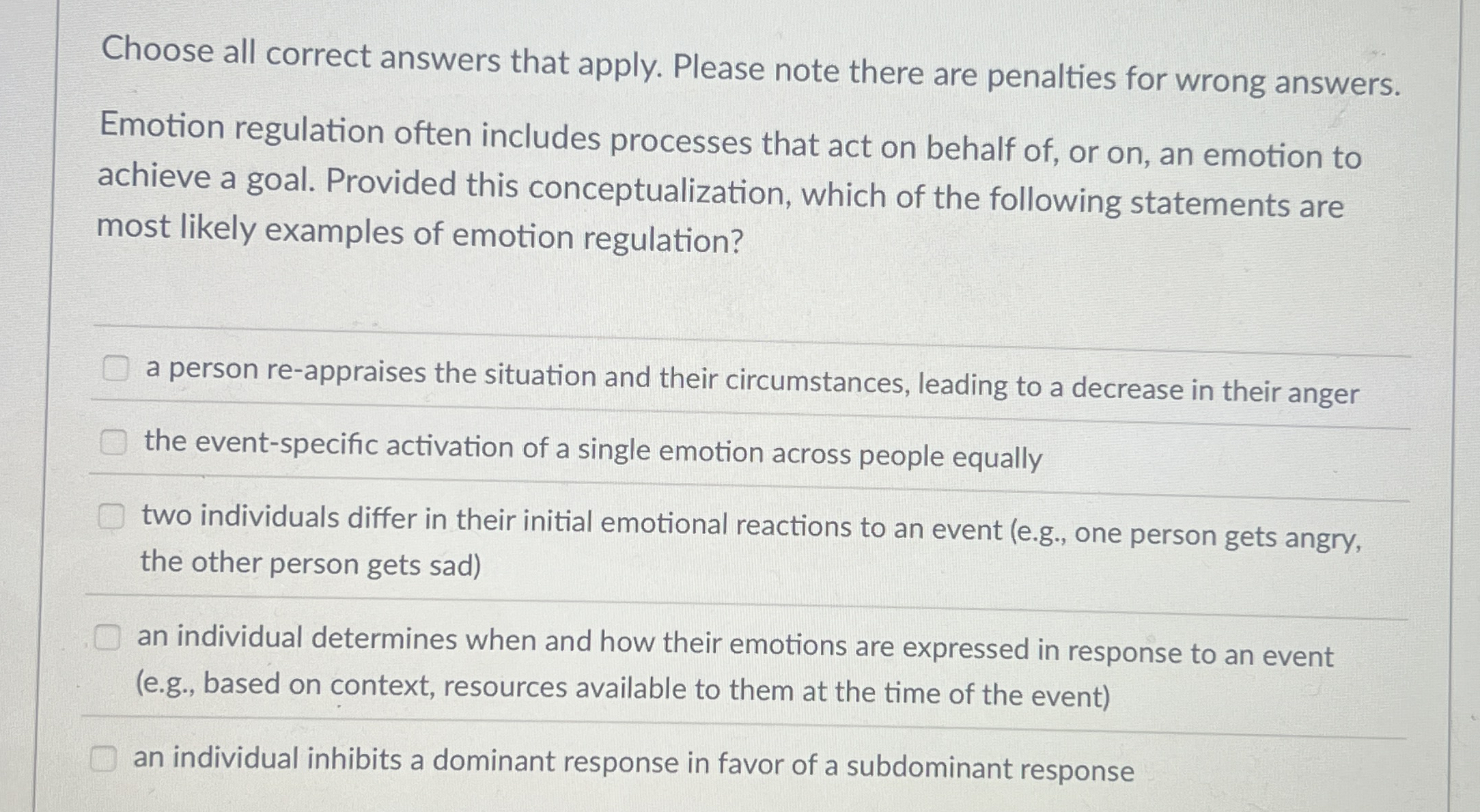 Solved Choose all correct answers that apply. Please note | Chegg.com