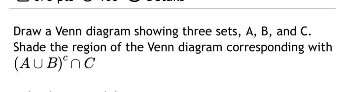 Solved Draw a Venn diagram showing three sets, A, B, and C. | Chegg.com