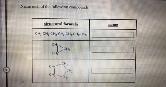 Solved Name each of the following compounds: structural | Chegg.com