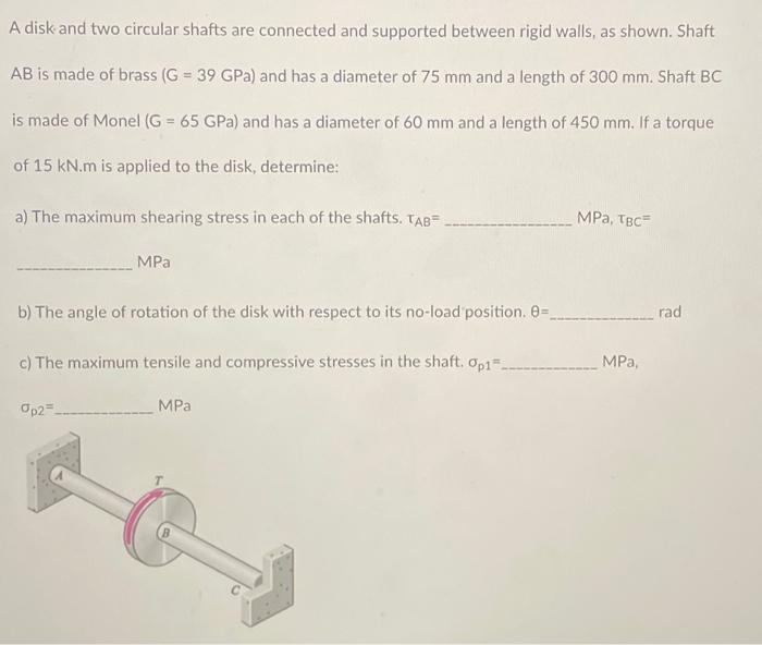Solved A disk-and two circular shafts are connected and | Chegg.com