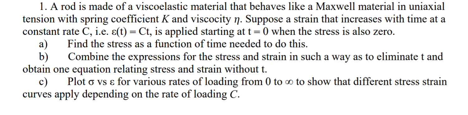 A rod is made of a viscoelastic material that behaves | Chegg.com