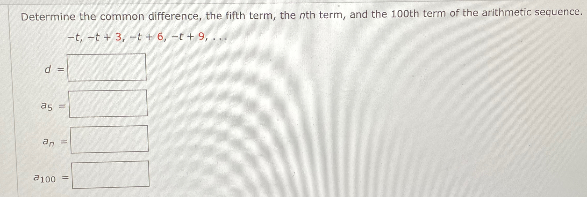 Solved Determine the common difference, the fifth term, the | Chegg.com