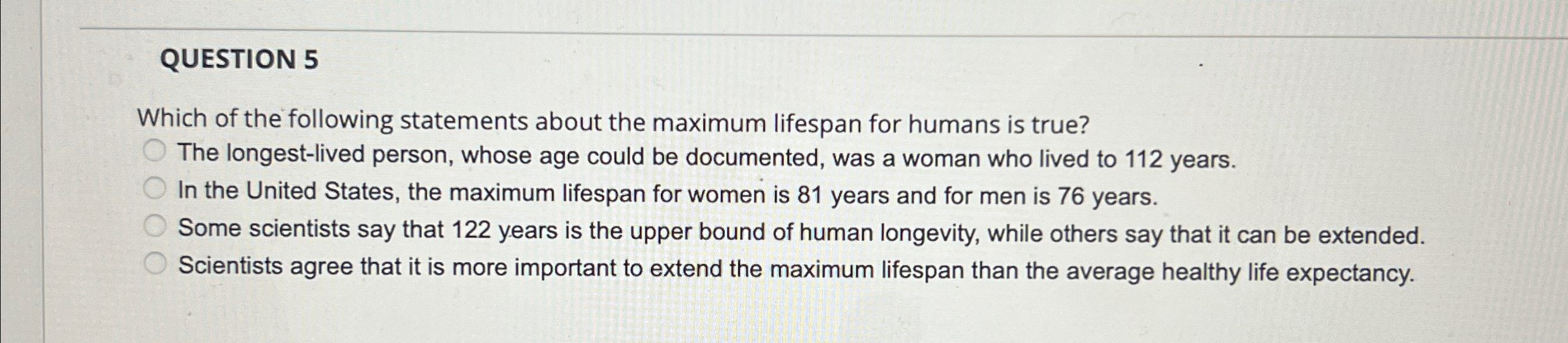 Solved QUESTION 5Which of the following statements about the | Chegg.com