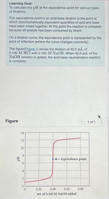 Solved Learning Goal: To calculate the pH at the equivalence | Chegg.com