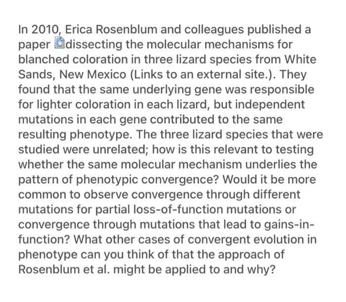 Solved In 2010, Erica Rosenblum and colleagues published a | Chegg.com