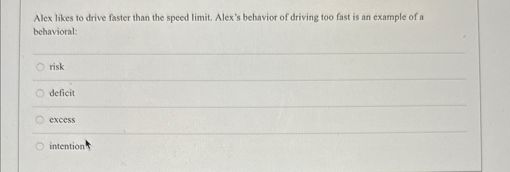 Solved Alex likes to drive faster than the speed limit. | Chegg.com