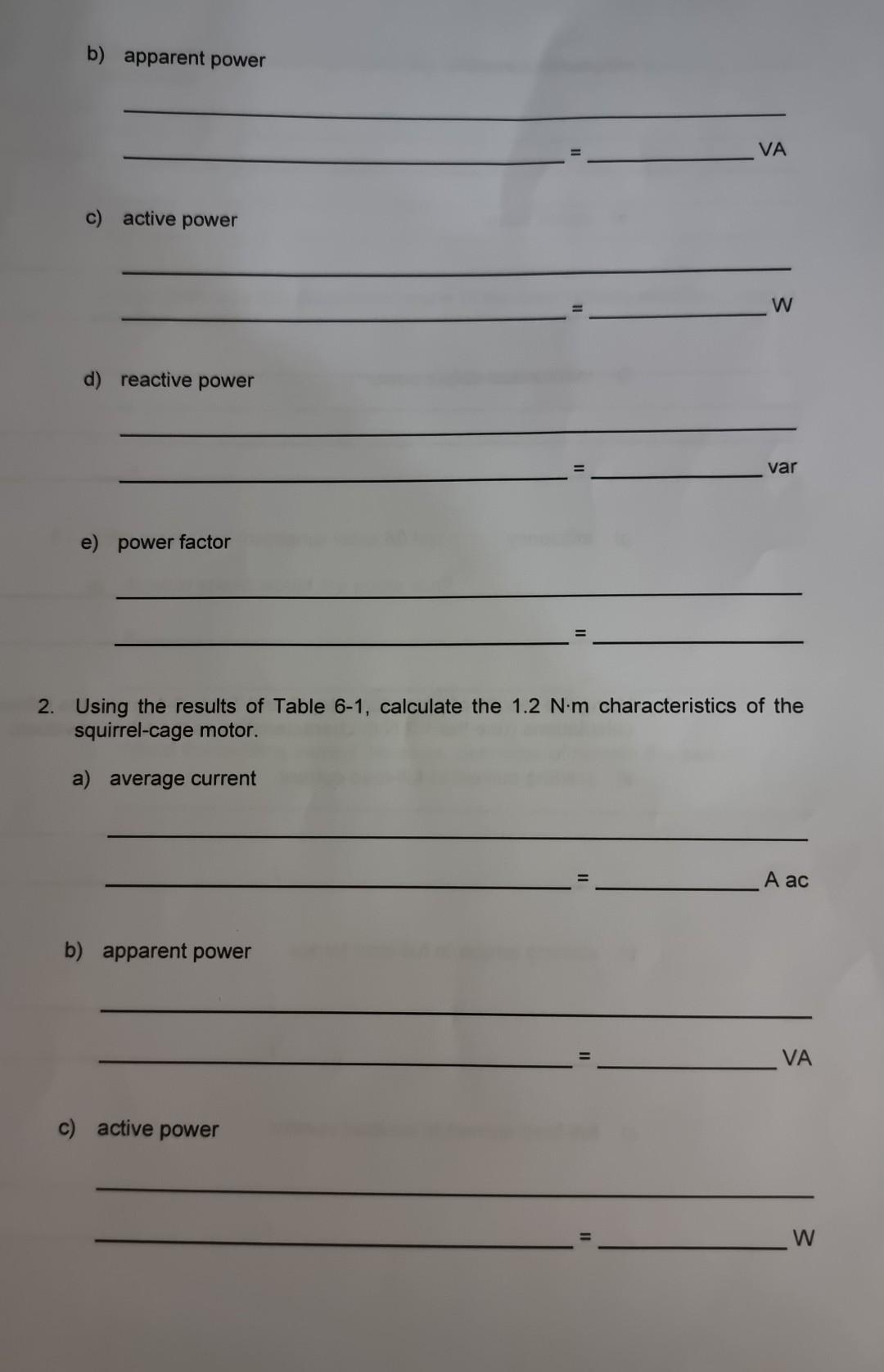Solved 2. Using the results of Table 6−1, calculate the 1.2 | Chegg.com