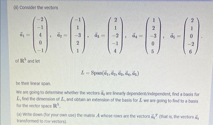 Solved (Linear Spans). Recall that the transpose operation | Chegg.com