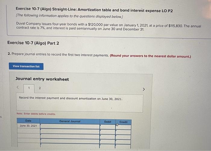 Solved Required information Exercise 10-7 (Algo) | Chegg.com