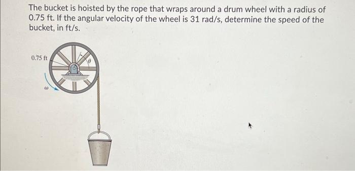 Solved The bucket is hoisted by the rope that wraps around a | Chegg.com