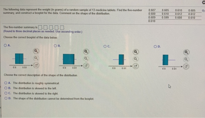 Solved The following data represent the weight (in grams) of | Chegg.com
