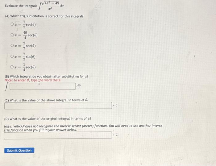 Solved Evaluate the integral: \\( \\int \\frac{\\sqrt{4 | Chegg.com