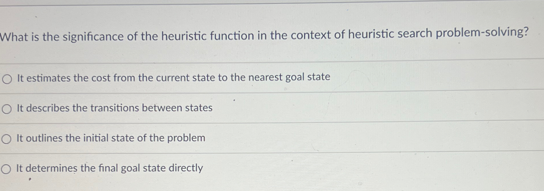 Solved What is the significance of the heuristic function in | Chegg.com
