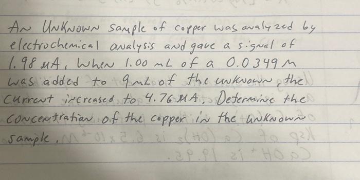 Solved An UnkNown sample of copper was analyzed by | Chegg.com