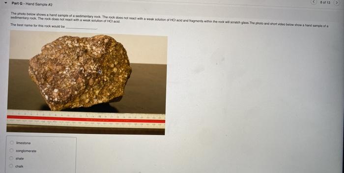 Solved The photo below shows a hand sample of a sedimentary | Chegg.com