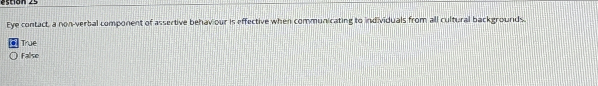 Solved Eye contact, a non-verbal component of assertive | Chegg.com