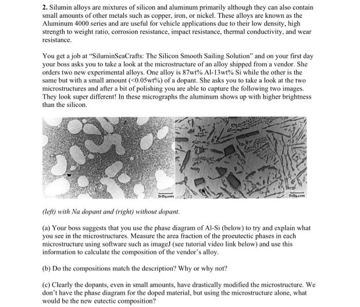 Solved 2. Silumin alloys are mixtures of silicon and | Chegg.com