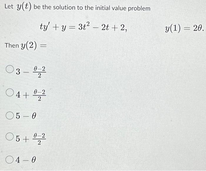 Solved Let y(t) be the solution to the initial value problem | Chegg.com