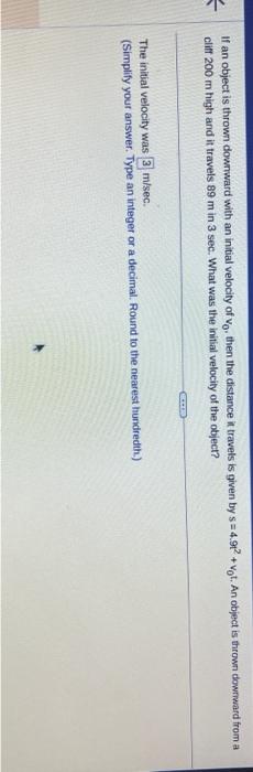 Solved If an object is thrown downward with an initial | Chegg.com