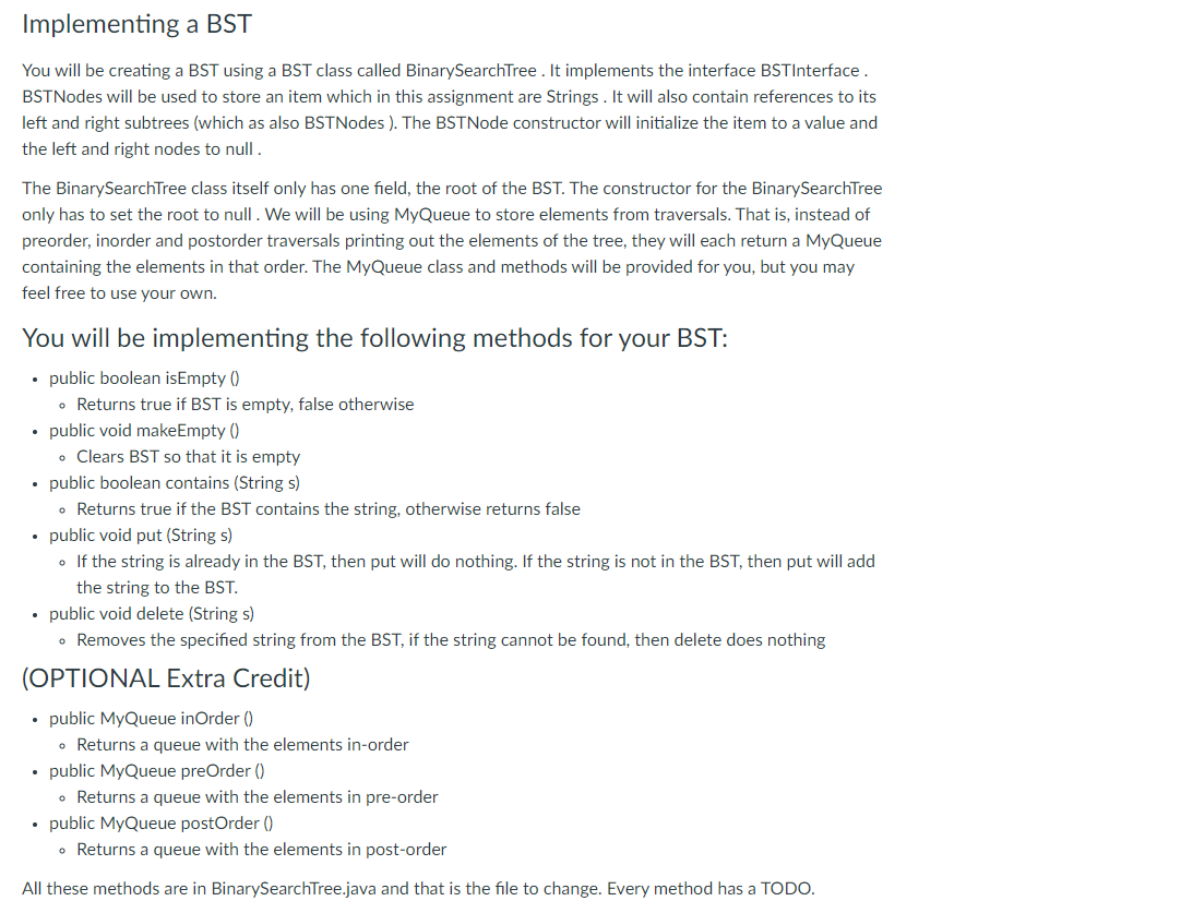 Solved package BST;import Queue.MyQueue;public class | Chegg.com