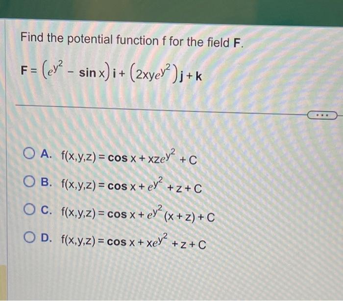 Solved Find the potential function f for the field F. | Chegg.com