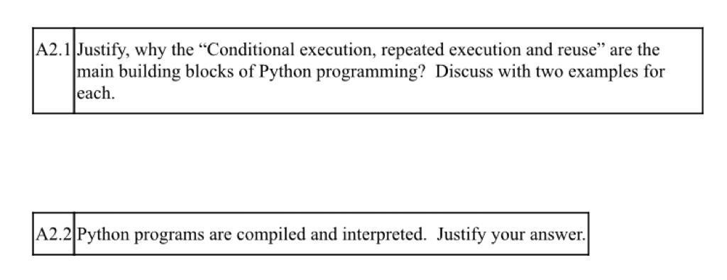 Solved A2.1 Justify, why the “Conditional execution, | Chegg.com