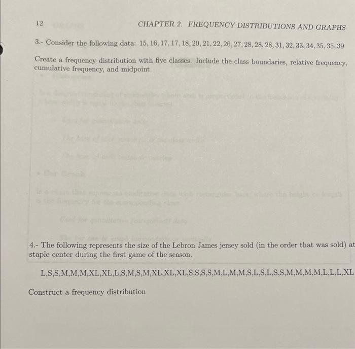 Solved 12 CHAPTER 2. FREQUENCY DISTRIBUTIONS AND GRAPHS 3.- | Chegg.com