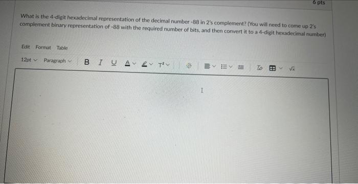 Solved What is the 4-digit hexadecimal representation of the | Chegg.com