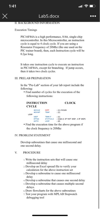 1:41 Lab5.docx CPEG 228 Microprocessors Lab | Chegg.com