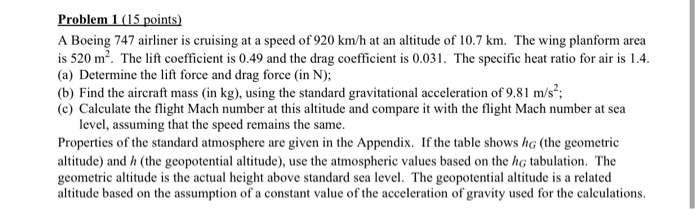 Solved Problem 1 (15 points) A Boeing 747 airliner is | Chegg.com