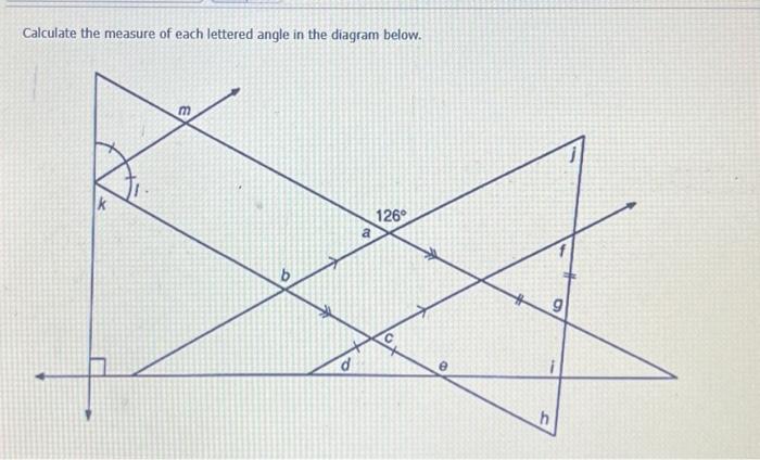 Solved Calculate the measure of each lettered angle in the | Chegg.com
