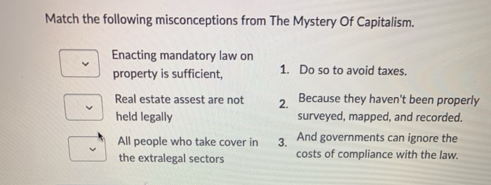 Solved Match the following misconceptions from The Mystery | Chegg.com