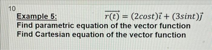 Solved Example 4: Find parametric r(t) = (2cost)i + (2sint)j | Chegg.com