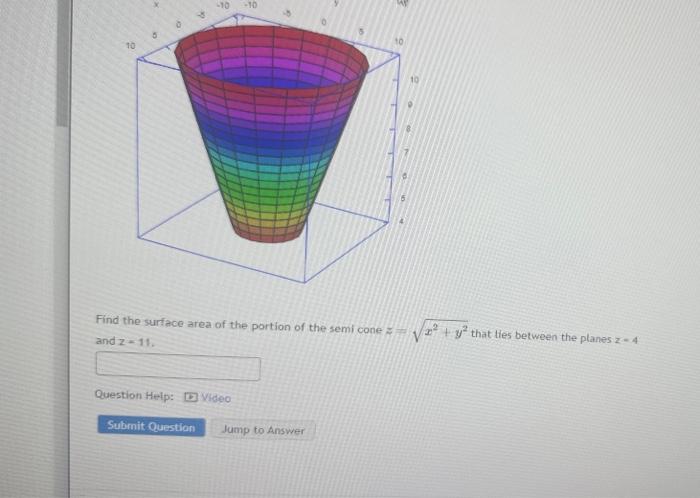 Solved Find the surface area of the portion of the semi cone | Chegg.com