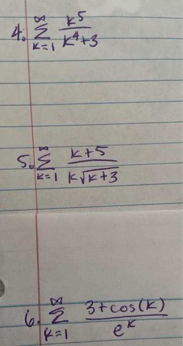 Solved 4. Ź SE K=1 Krkt 6.2 을 3tcos(k) ek k=1 | Chegg.com