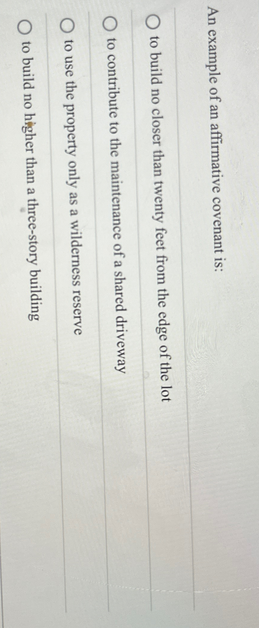 Solved An example of an affirmative covenant is: q, ﻿to | Chegg.com