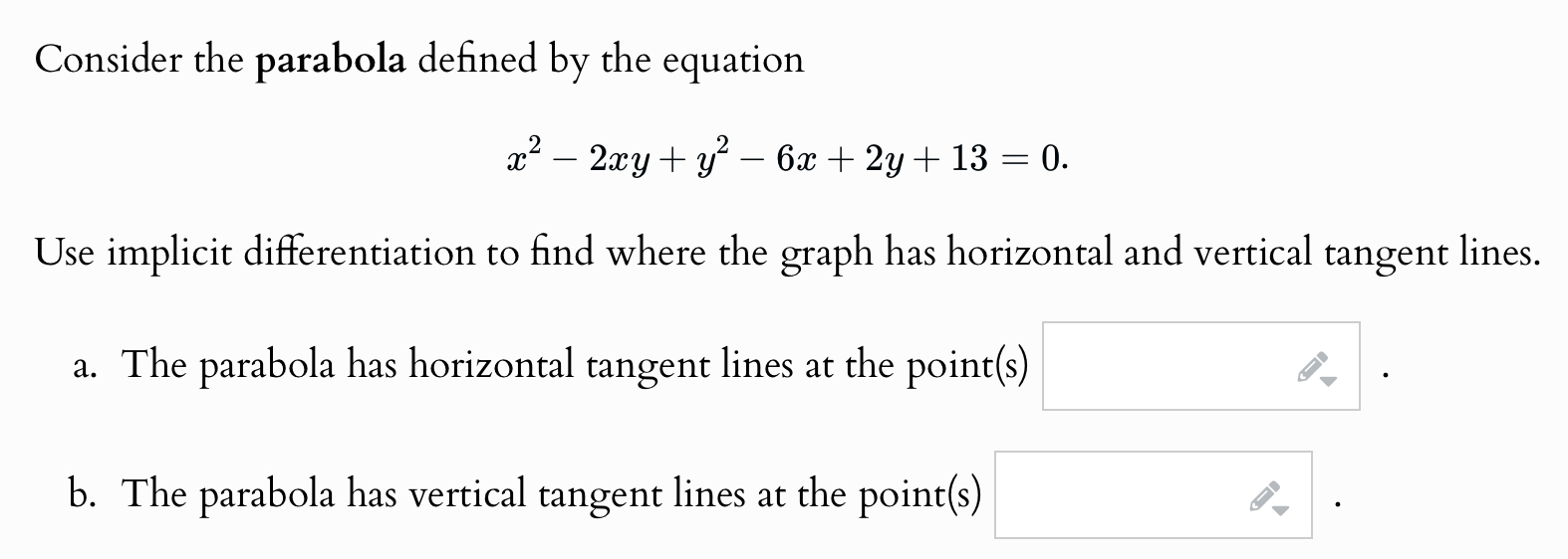 Solved Consider the parabola defined by the | Chegg.com
