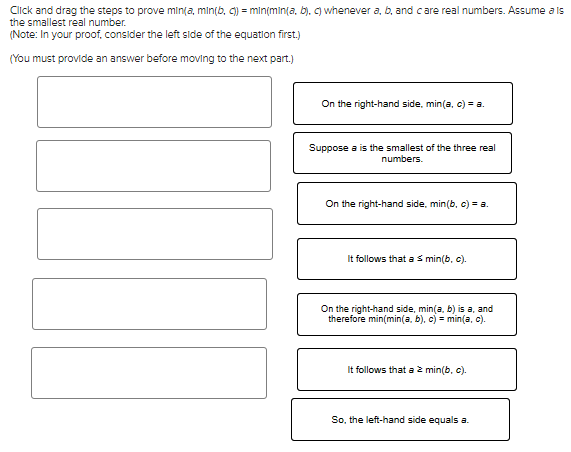 Solved Click and drag the steps to prove ) ﻿whenever a,b, | Chegg.com