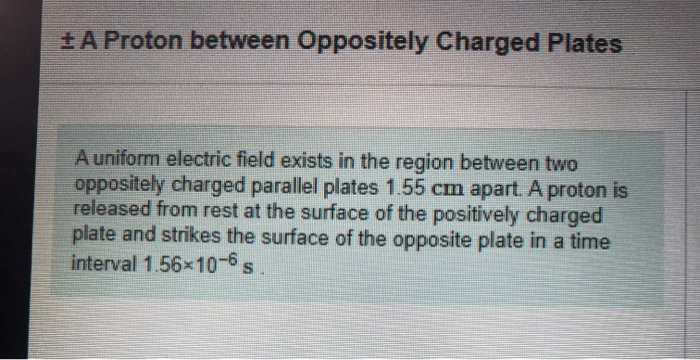 Solved A Proton Between Oppositely Charged Plates A Uniform