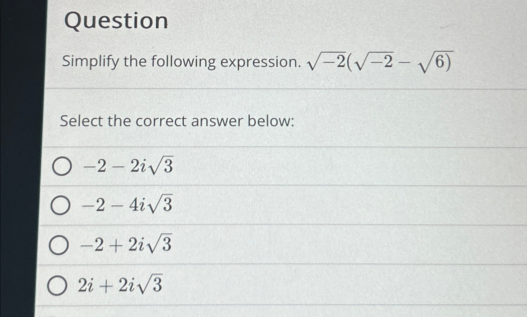 QuestionSimplify the following expression. | Chegg.com QuestionSimplify the following expression. | Chegg.com