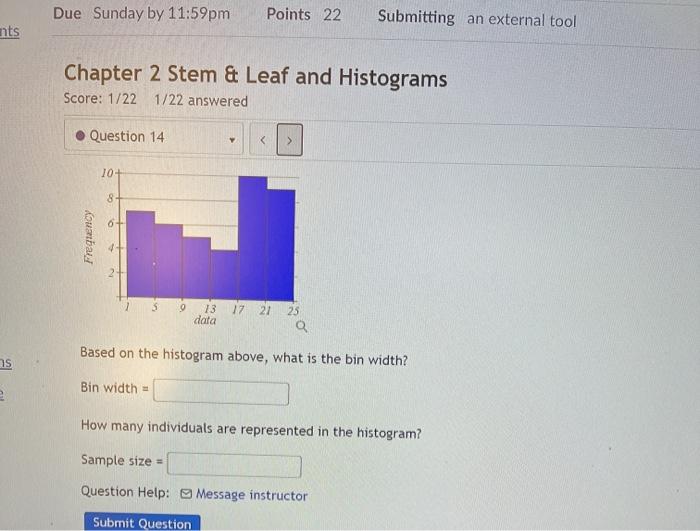 Solved Chapter 2 Stem & Leaf and Histograms Score: 1/221/22 | Chegg.com