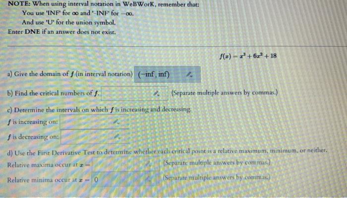 Solved NOTE: When using interval notation in WebWork, | Chegg.com