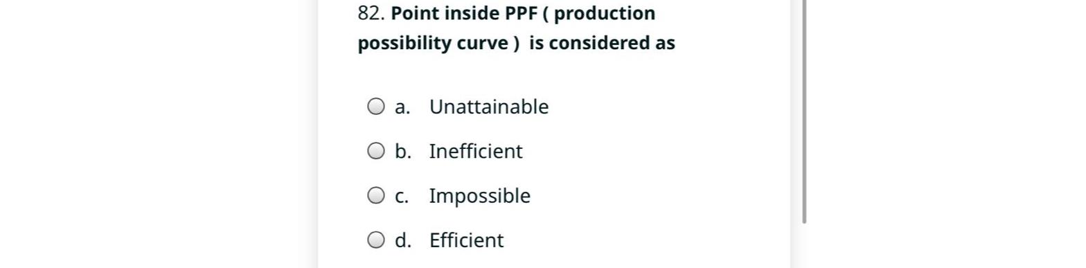 Solved Point inside PPF ( ﻿production possibility curve ) | Chegg.com