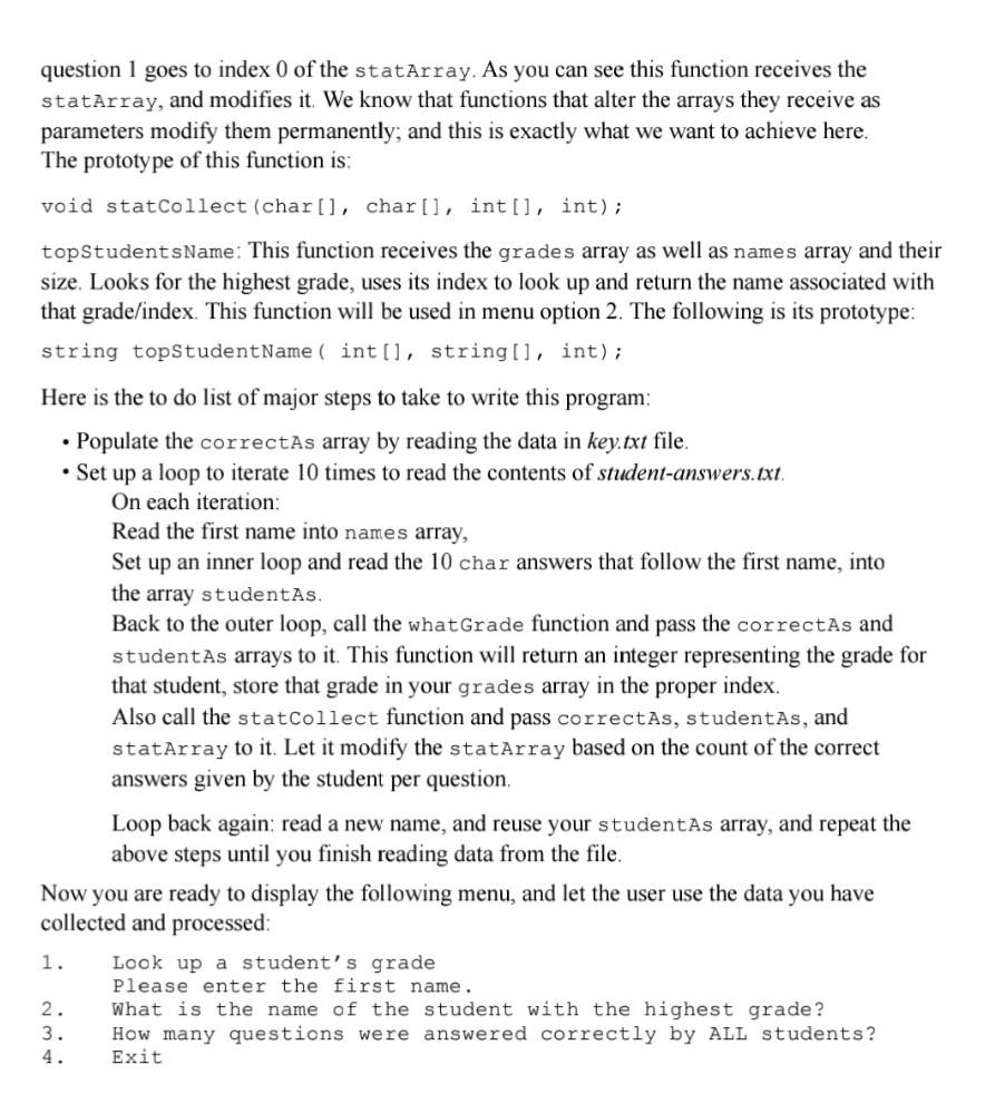 Parallel arrays • Passing arrays to functions. You | Chegg.com