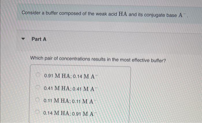 Solved Consider a buffer composed of the weak acid HA and | Chegg.com