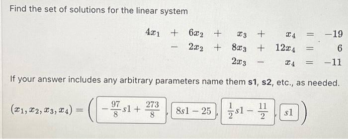 Solved Find the set of solutions for the linear system | Chegg.com