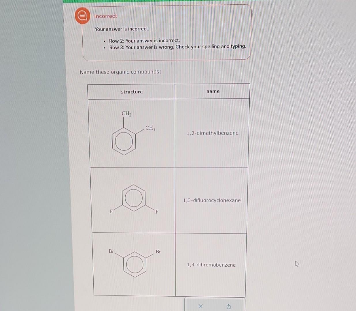 Solved Incorrect Your answer is incorrect. - Row 2: Your | Chegg.com