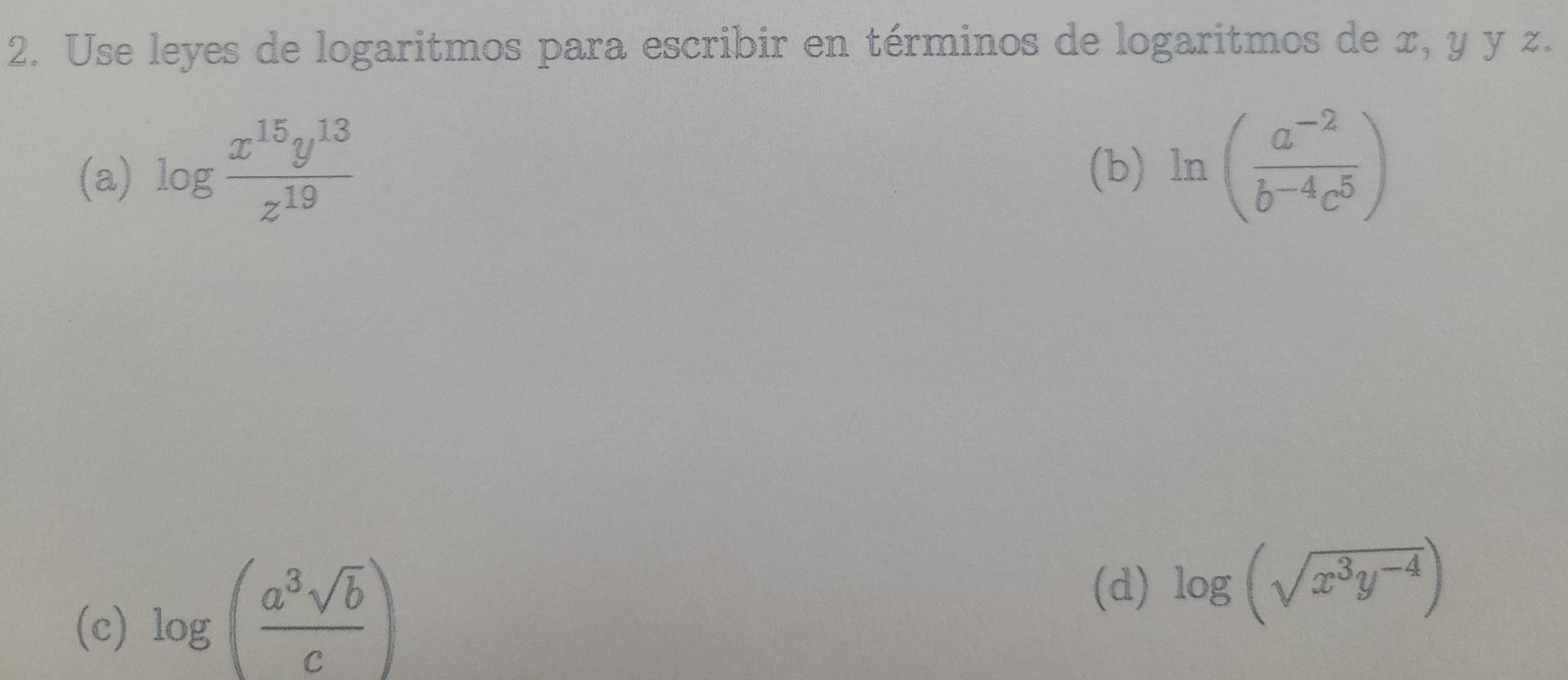 Solved Use laws of logarithms to write in terms of x, y, z: | Chegg.com