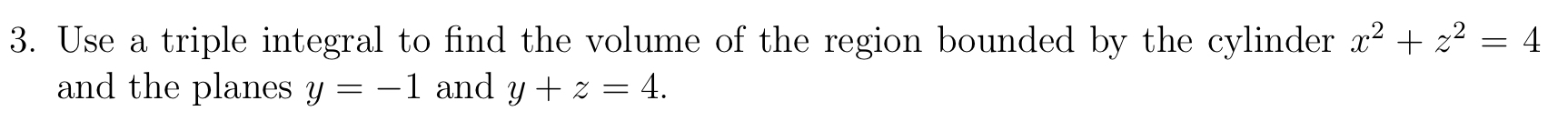 Solved Use a triple integral to find the volume of the | Chegg.com
