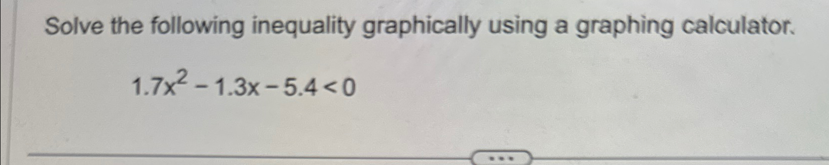 Solved Solve the following inequality graphically using a | Chegg.com